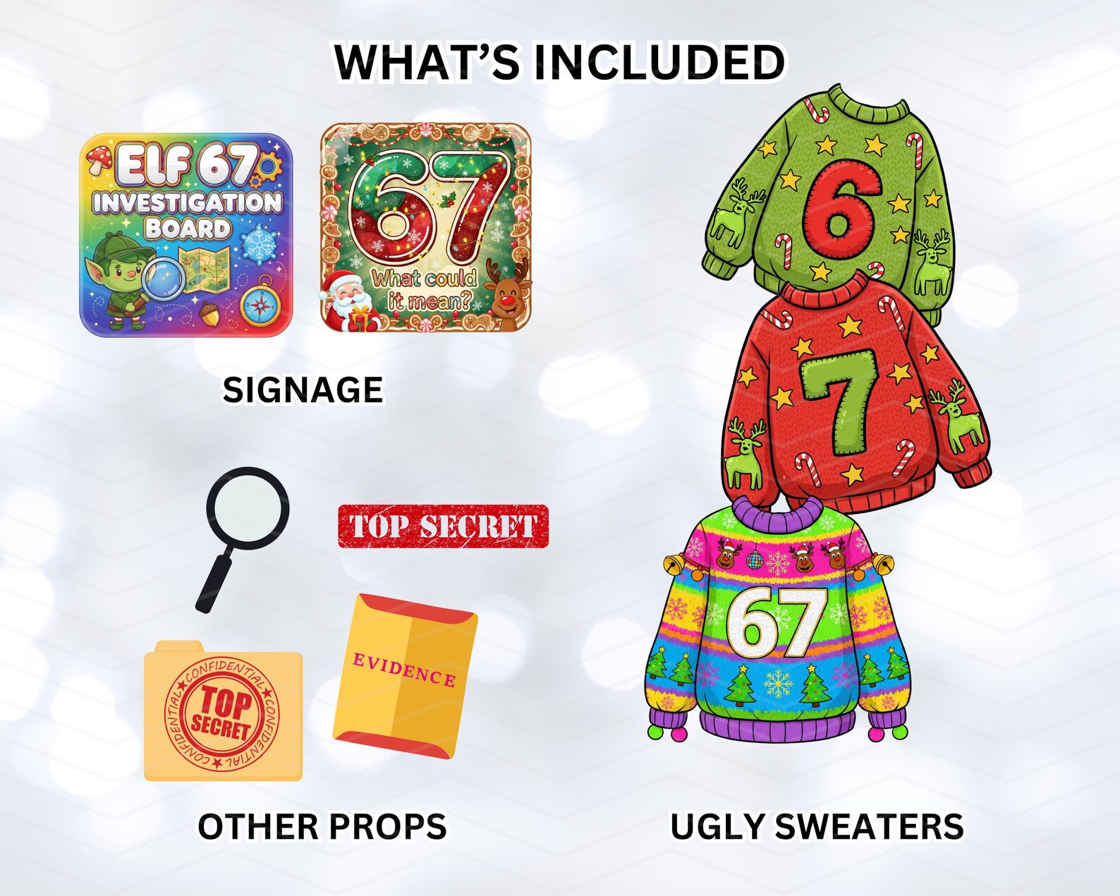 6 7 Six Seven Funny Elf Props, 67 Elf Scene, Printable Elf 2025 ...