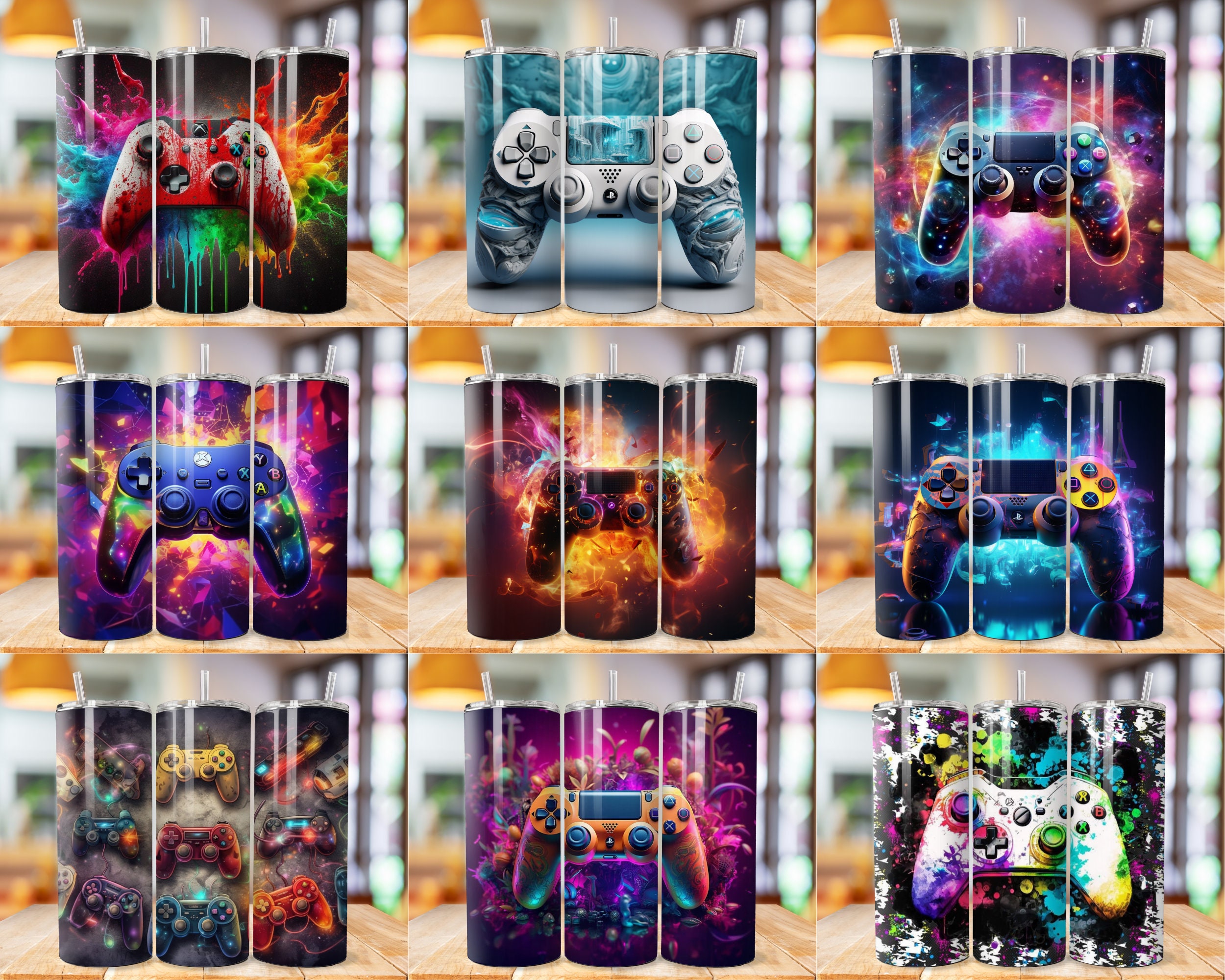 150 + Gamer Tumbler Wrap Bundle, 3D Game Controller Tumbler Wrap, 20oz ...