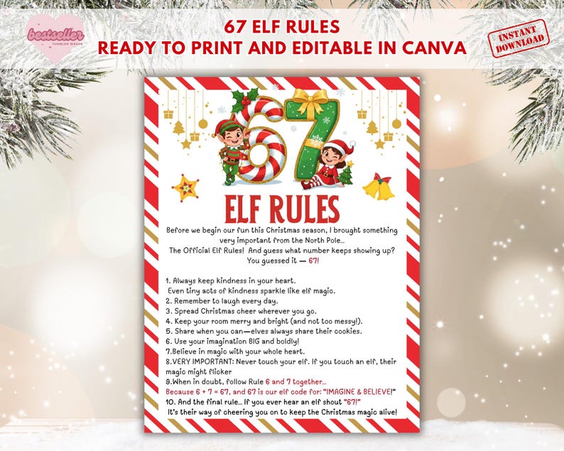 6 7 Elf Rules, Six Seven Elf Letter, 6-7 Elf Rules Letter, Elf Rules ...