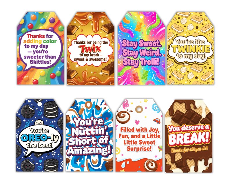 Appreciation Candy Bar Gift Tags, Thank You Gift Tag, Candy Gift Tag ...
