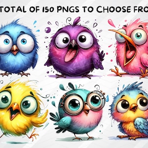 150 Funny Bird Clipart PNG, Quirky Bird Illustrations Whimsical Birds ...