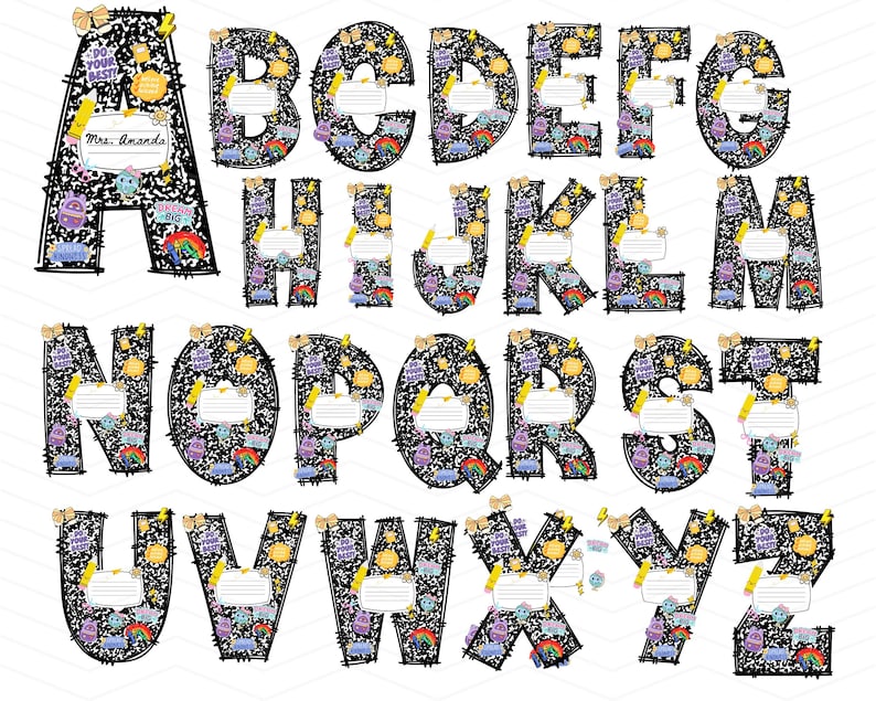 Back to School Alphabet PNG Bundle, First Day of School Png, Leopard ...