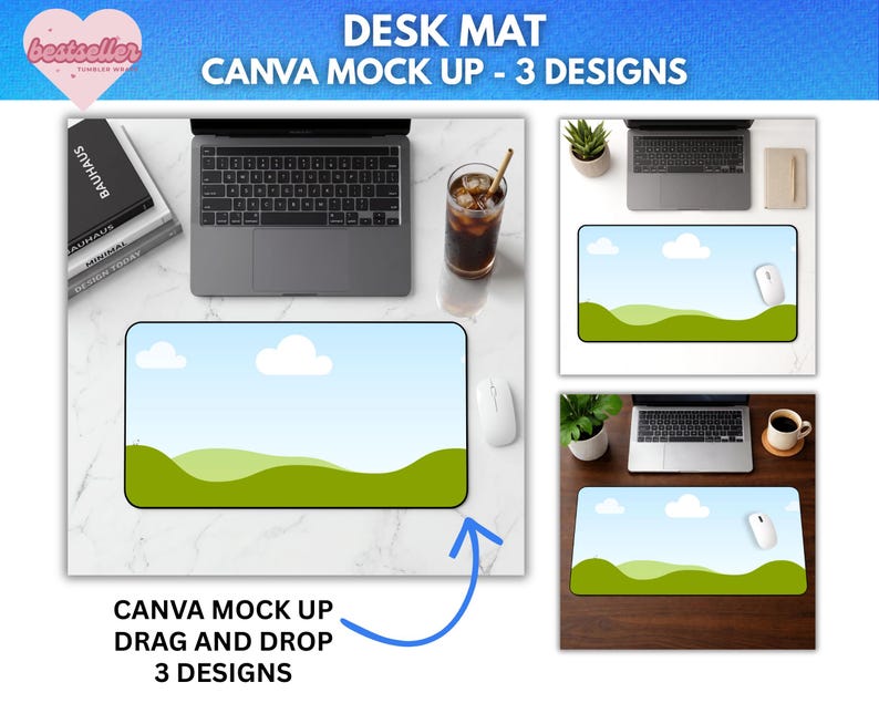 Desk Mat Mockup Canva Template - Editable Desk Pad, Office, Gamer ...