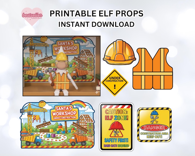 Construction Elf Props, Printable Elf Construction Site Props, Elf ...