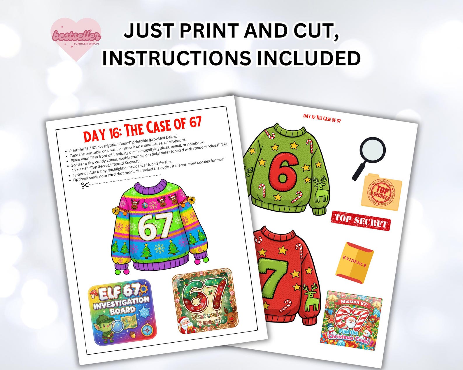 6 7 Six Seven Funny Elf Props, 67 Elf Scene, Printable Elf 2025 ...