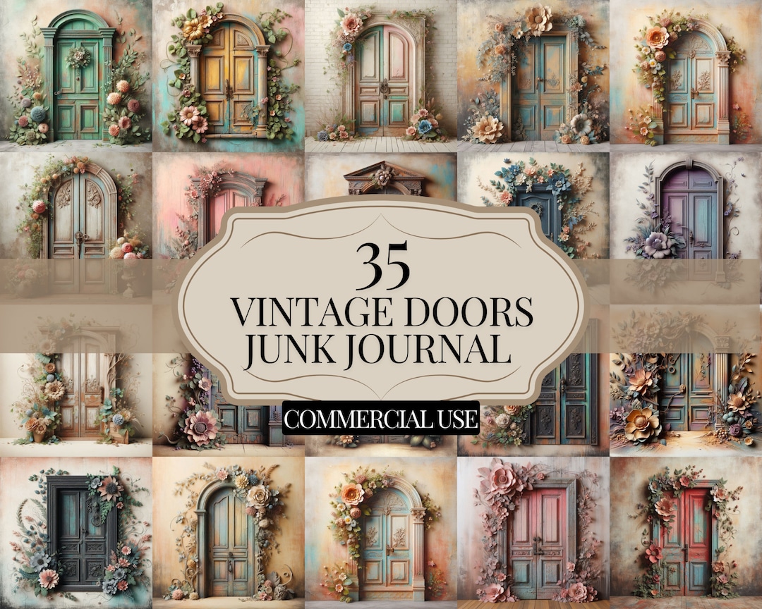 Junk Journal Printable, Wooden Doors , Vintage Journal Pages, Door Junk ...