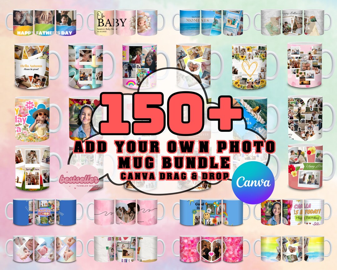 150 Add Your Own Photo Mug Wrap Bundle, Own Photo Self Editable Mug ...