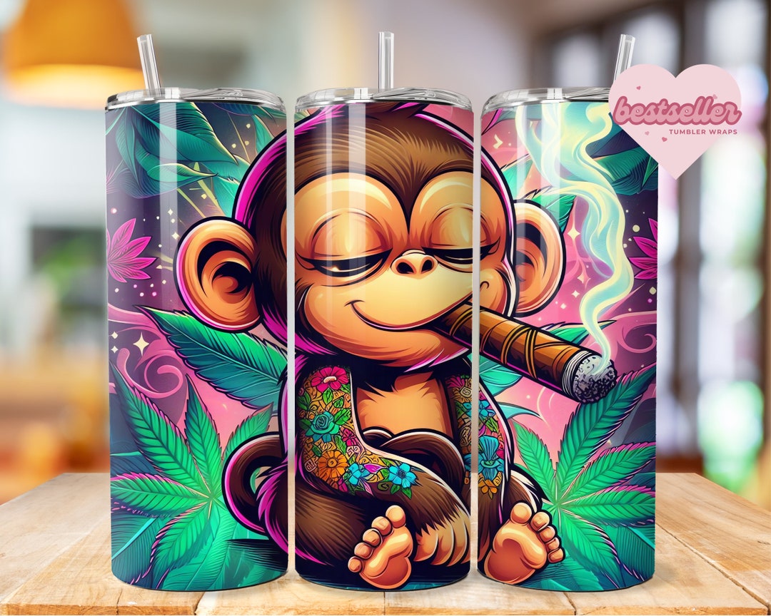 Monkey Weed Tumbler Wrap, Neon Weed Sublimation,marijuana Tumbler, Weed ...