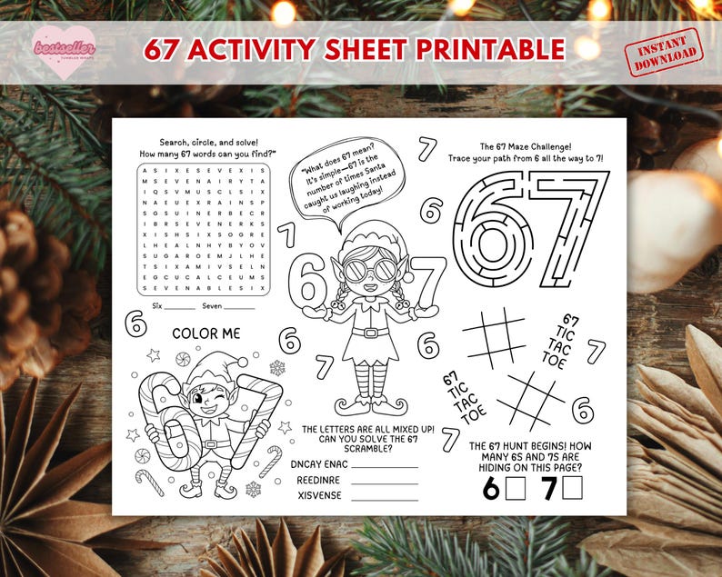 Elf 67 Activity Sheet Printable | Funny Elf Ideas | Elf Arrival Ideas ...