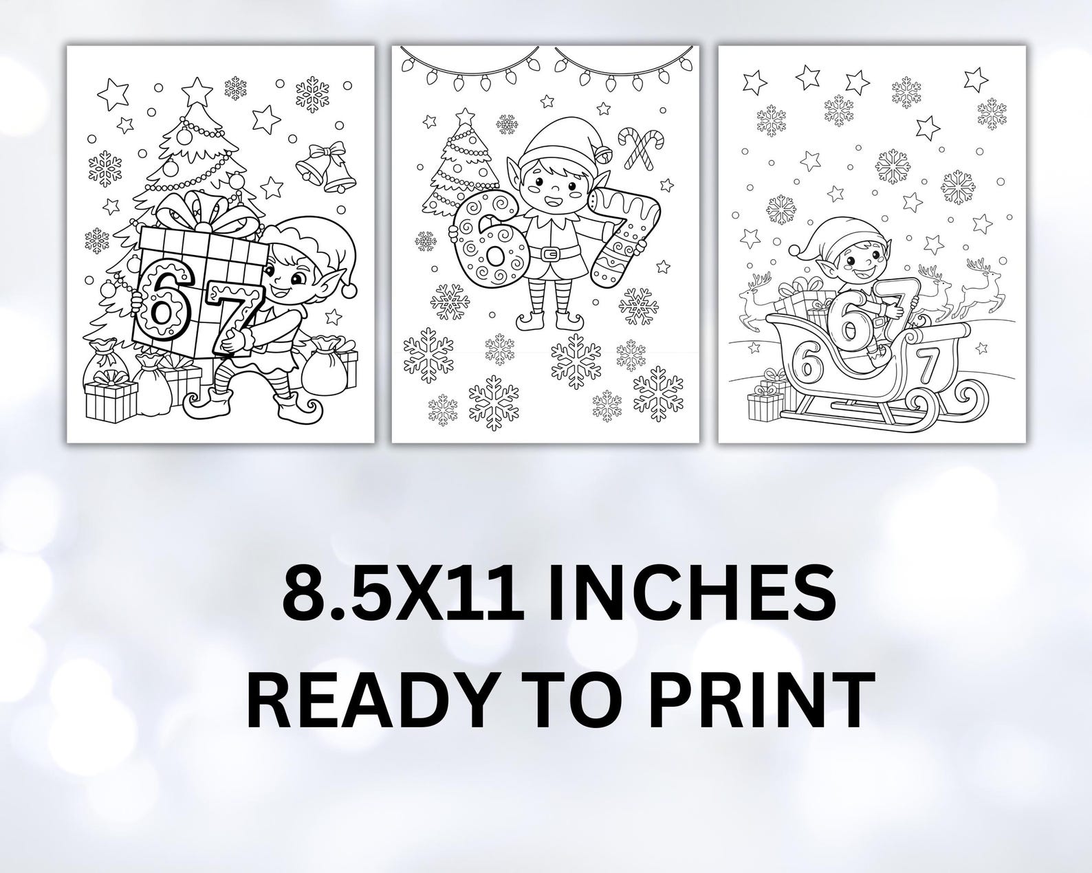 67 Elf Coloring Page, Six Seven 6 7 Elf Coloring Sheet, Holiday ...