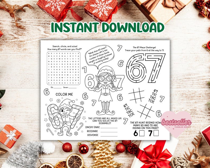 Elf 67 Activity Sheet Printable | Funny Elf Ideas | Elf Arrival Ideas ...
