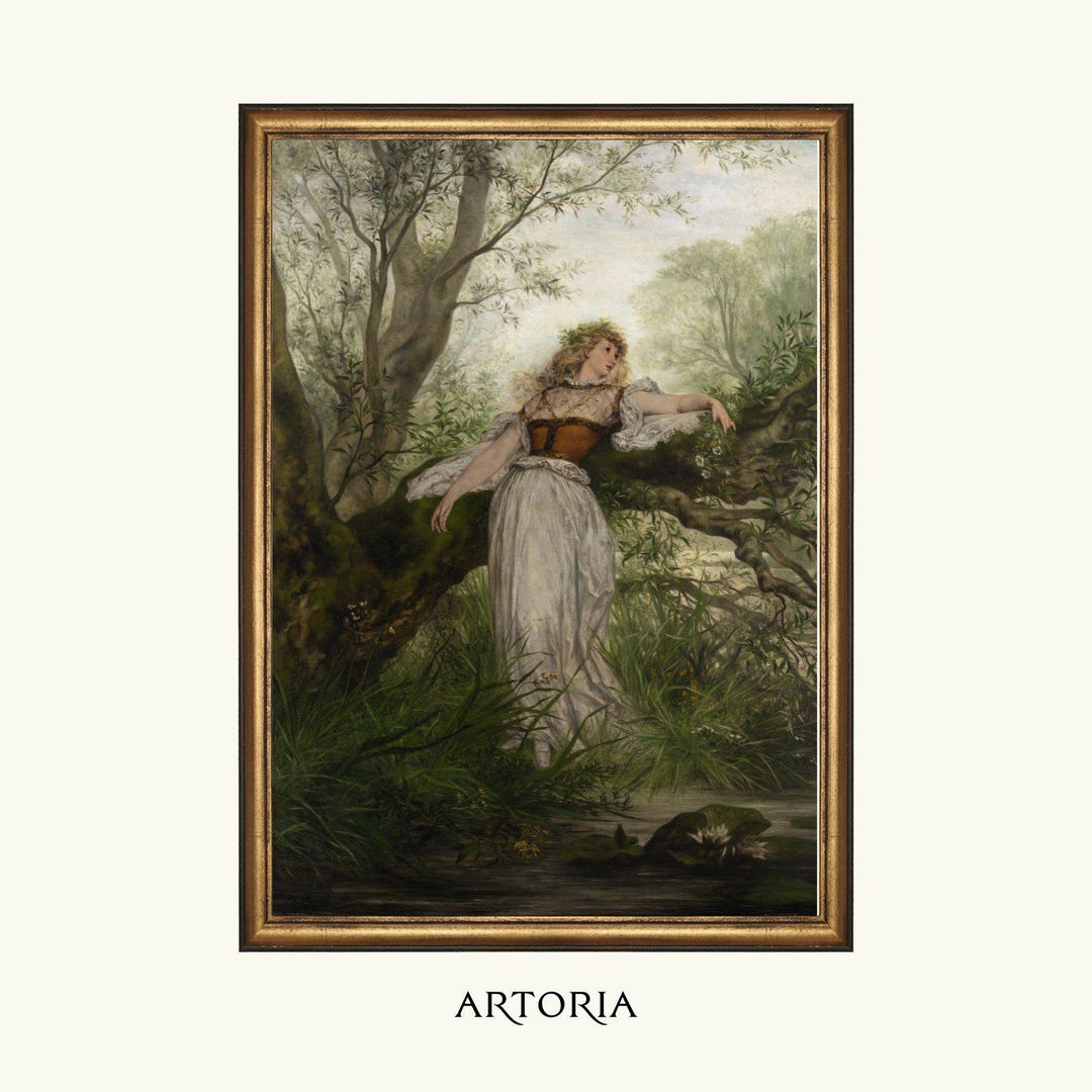 Antique Female Portrait Print | Hamlet Wall Art Poster | Ophelia Oil ...