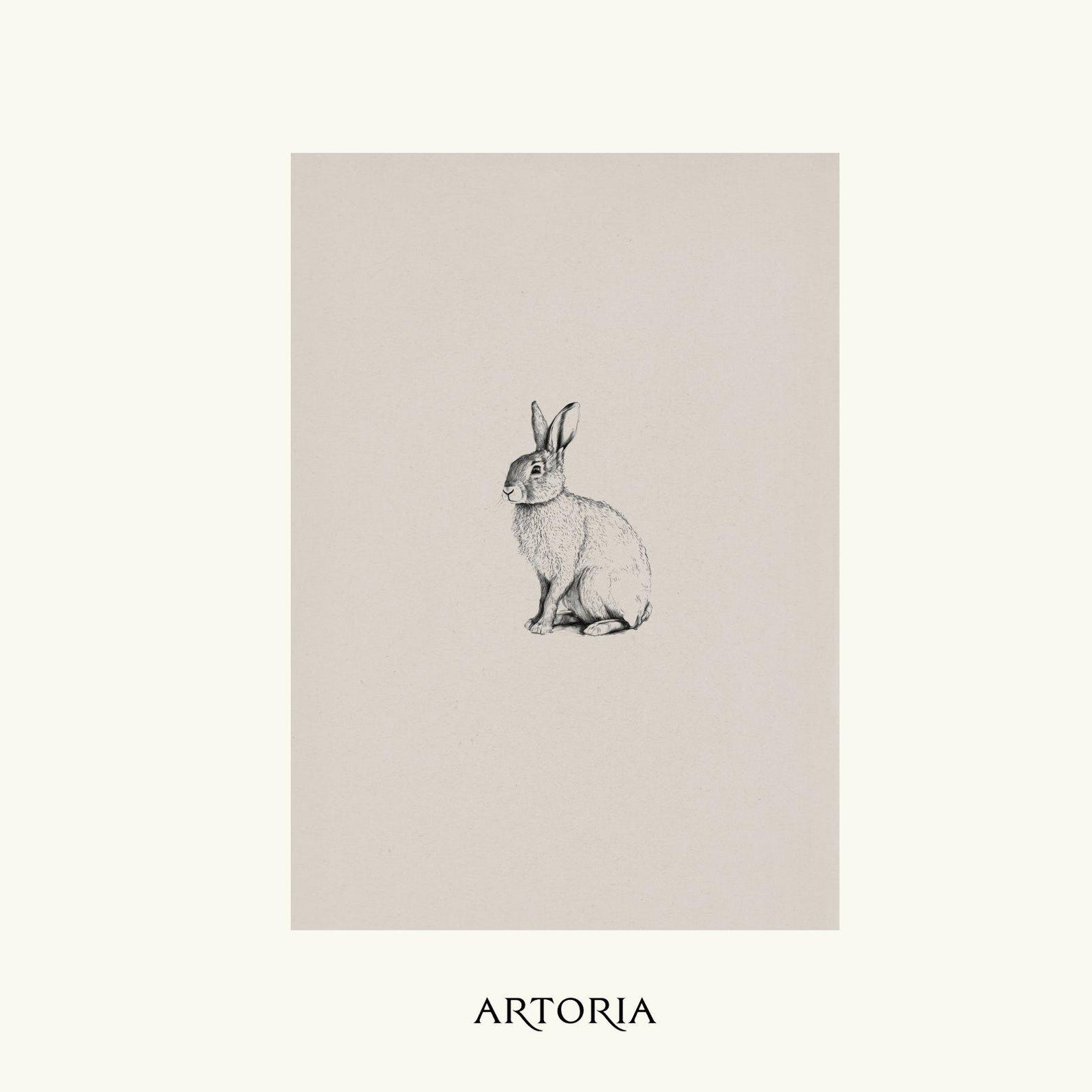 Antique Bunny Rabbit Drawing Poster | Childs Nursery Pencil Sketch Wall ...