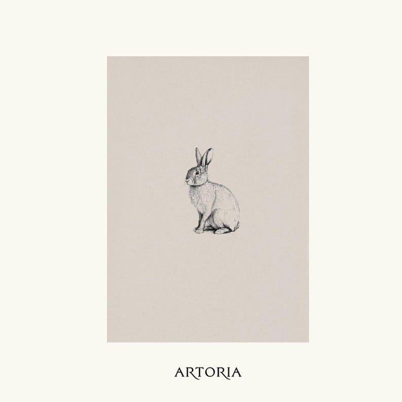 Antique Bunny Rabbit Drawing Poster | Childs Nursery Pencil Sketch Wall ...