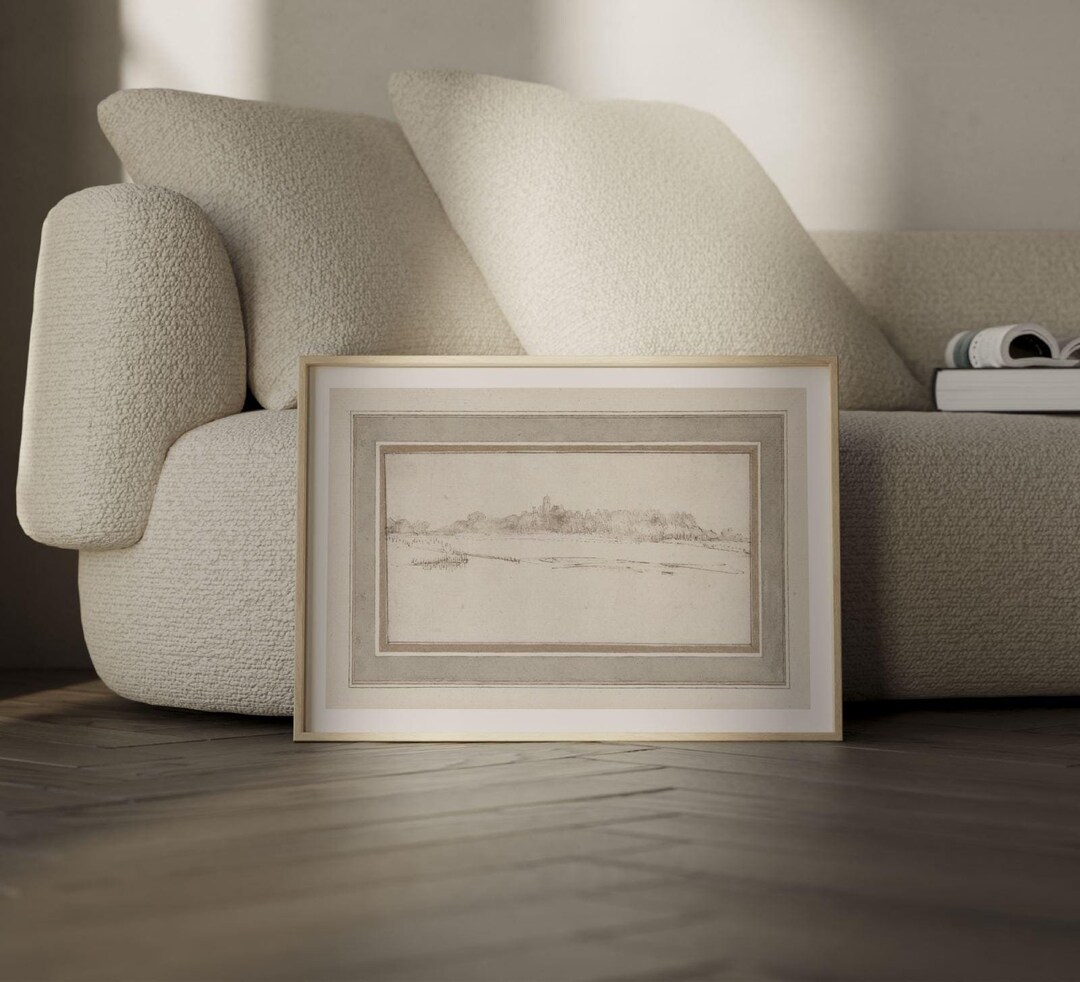 Minimal Landscape Sketch Print | Rembrandt Printable | Digital Antique ...