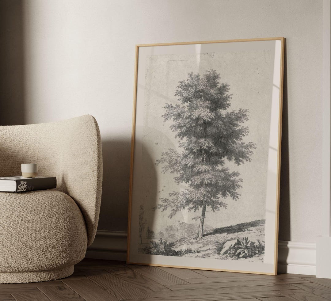 Antique Cottagecore Tree Drawing Print | Vintage Rustic Etching Style ...