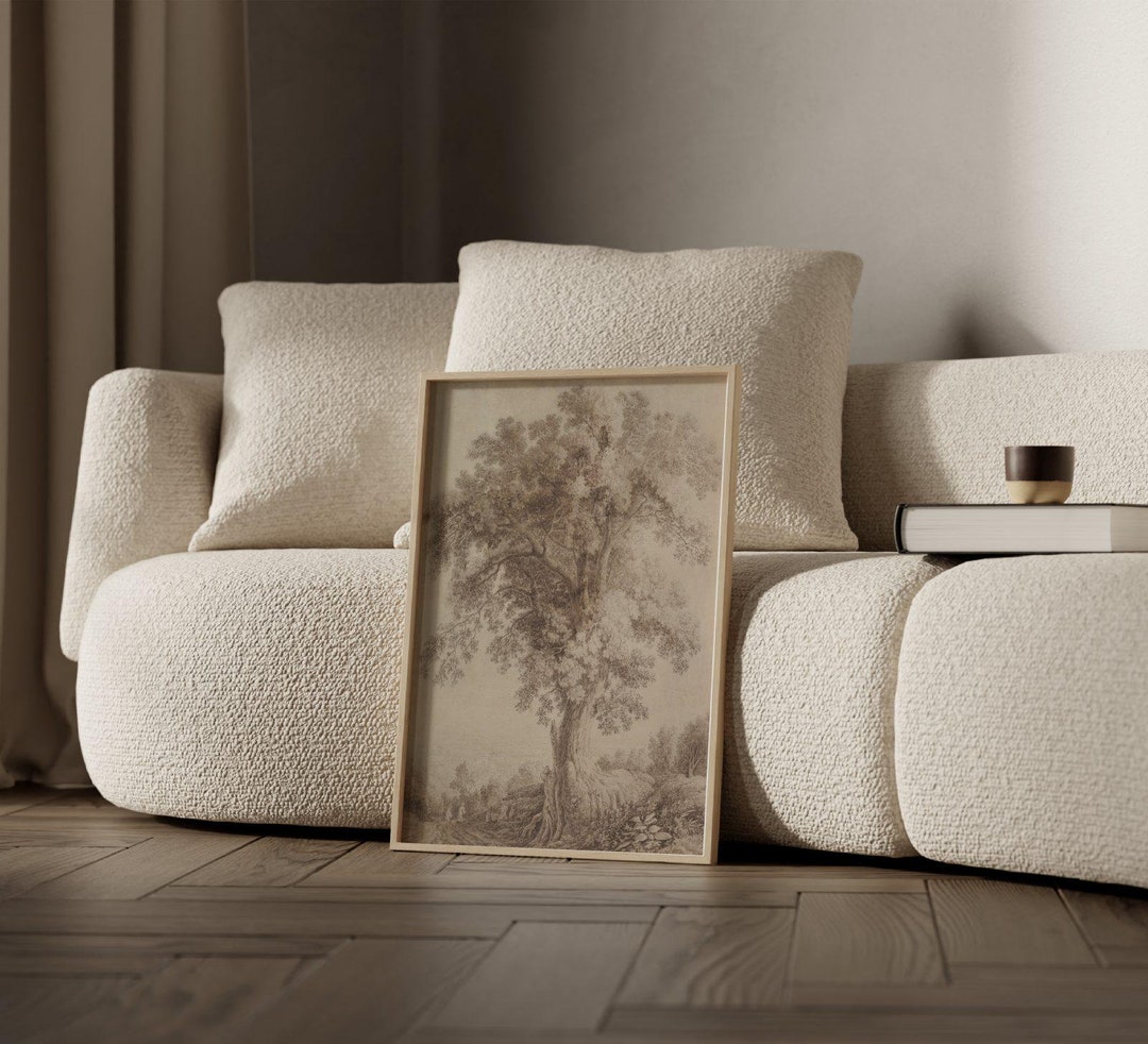 Large Tree Drawing Print | Antique Pen & Brown Ink Graphite Drawing ...