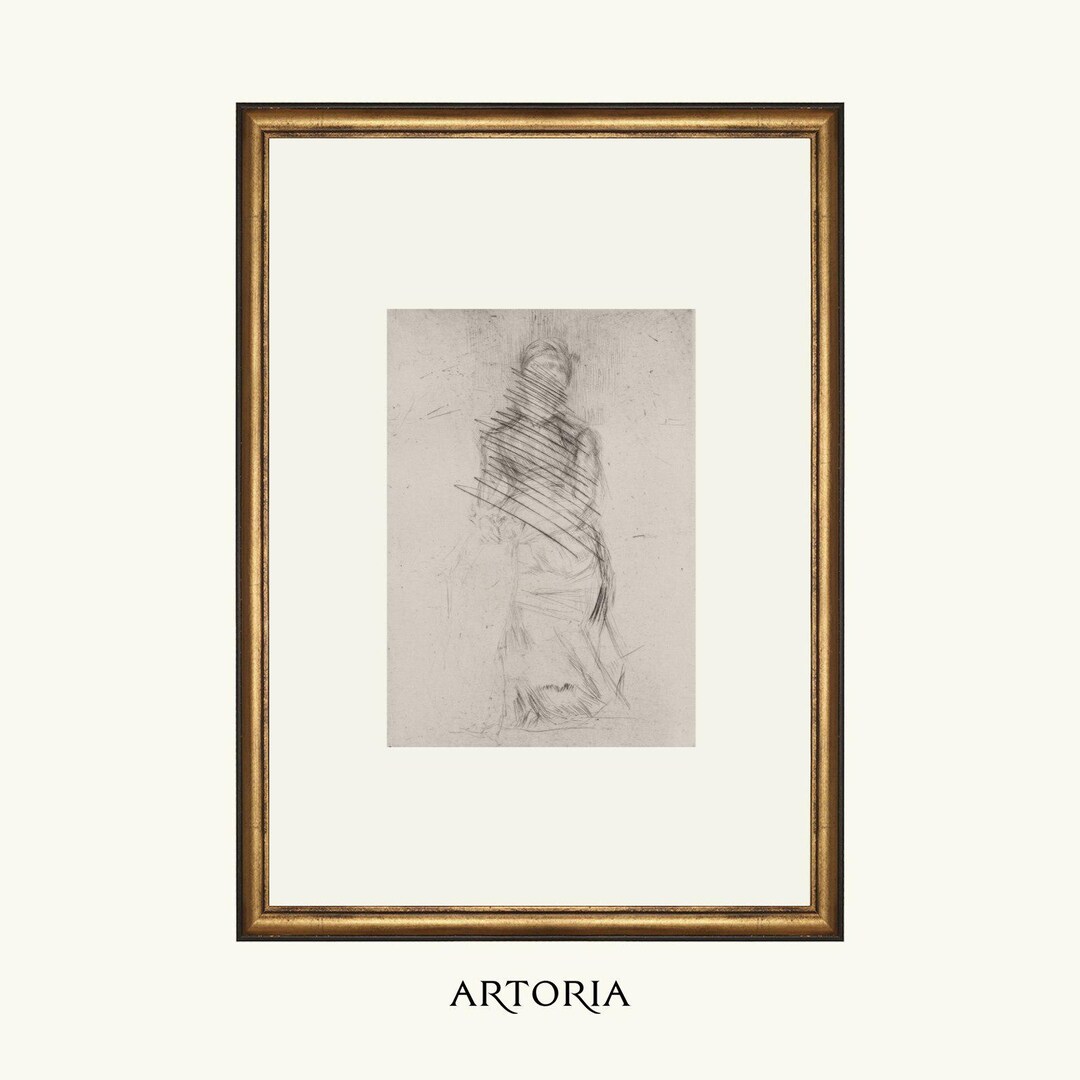 Antique Female Form Drawing Print | Dancing Woman Wall Art | Figure ...