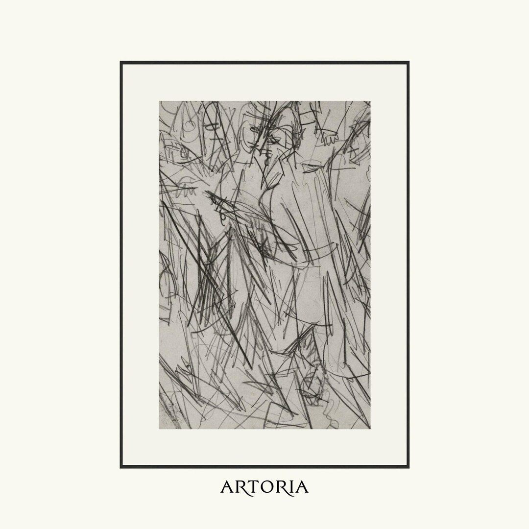 Abstract Figure Sketch Poster | Minimal Person Study Home Decor | Black ...