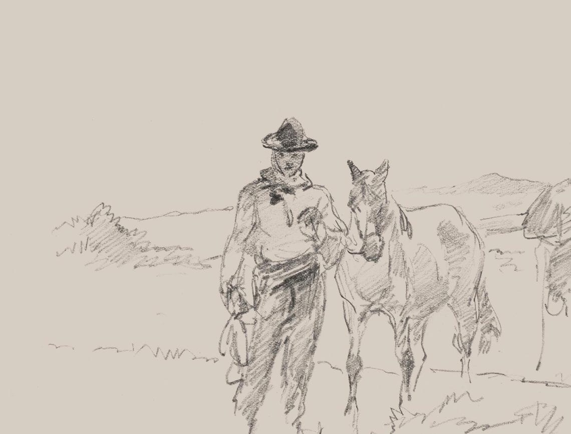 Set of Four Western Theme Cowboy Prints | Texas Wrangler Wall Art | 4 ...