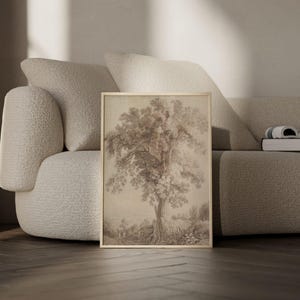 Large Tree Drawing Print | Antique Pen & Brown Ink Wash Graphite ...