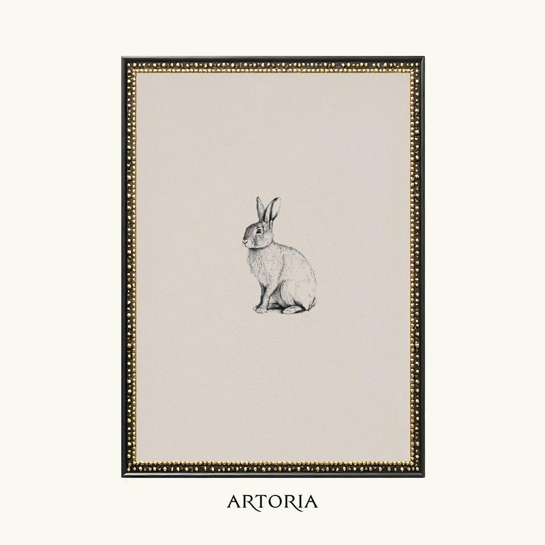 Antique Bunny Rabbit Drawing Poster | Childs Nursery Pencil Sketch Wall ...