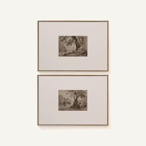 Set of Four River Landscape Prints | Vintage Transitional Beige Wall ...