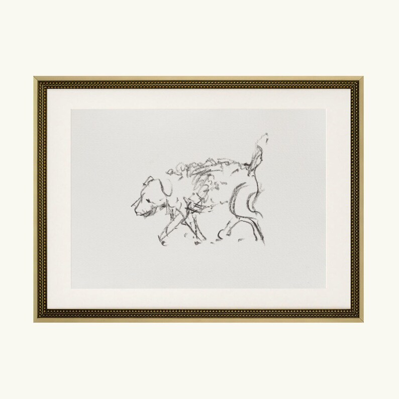 Antique Dog Drawing Poster | Charcoal Illustration Sketch Wall Art ...