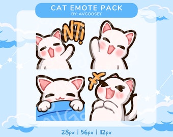 White Cat Twitch Emote Bundle Set 1 Cute Kawaii Twitch Emote for ...