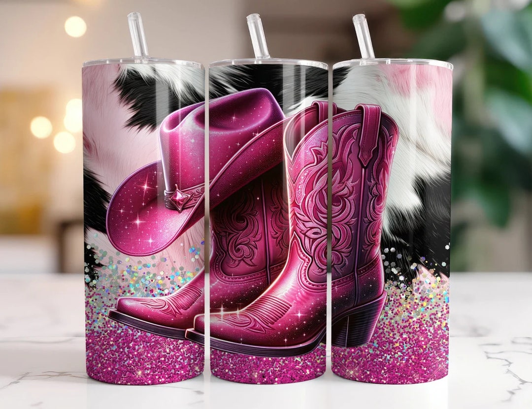 Pink Glitter Cowgirl Boots 20 Oz Tumbler Wrap Png - Etsy