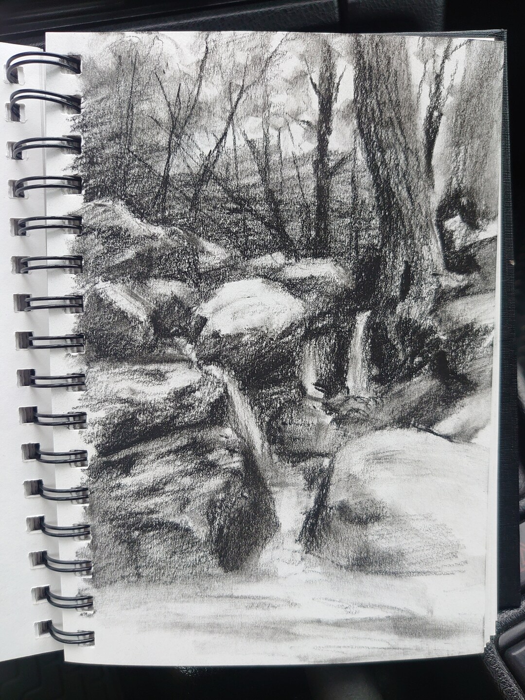 Original Charcoal Landscape Drawing - Etsy