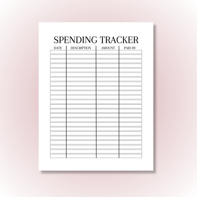 Spending Tracker Printable PDF US Letter Size Spending Planner Spending ...