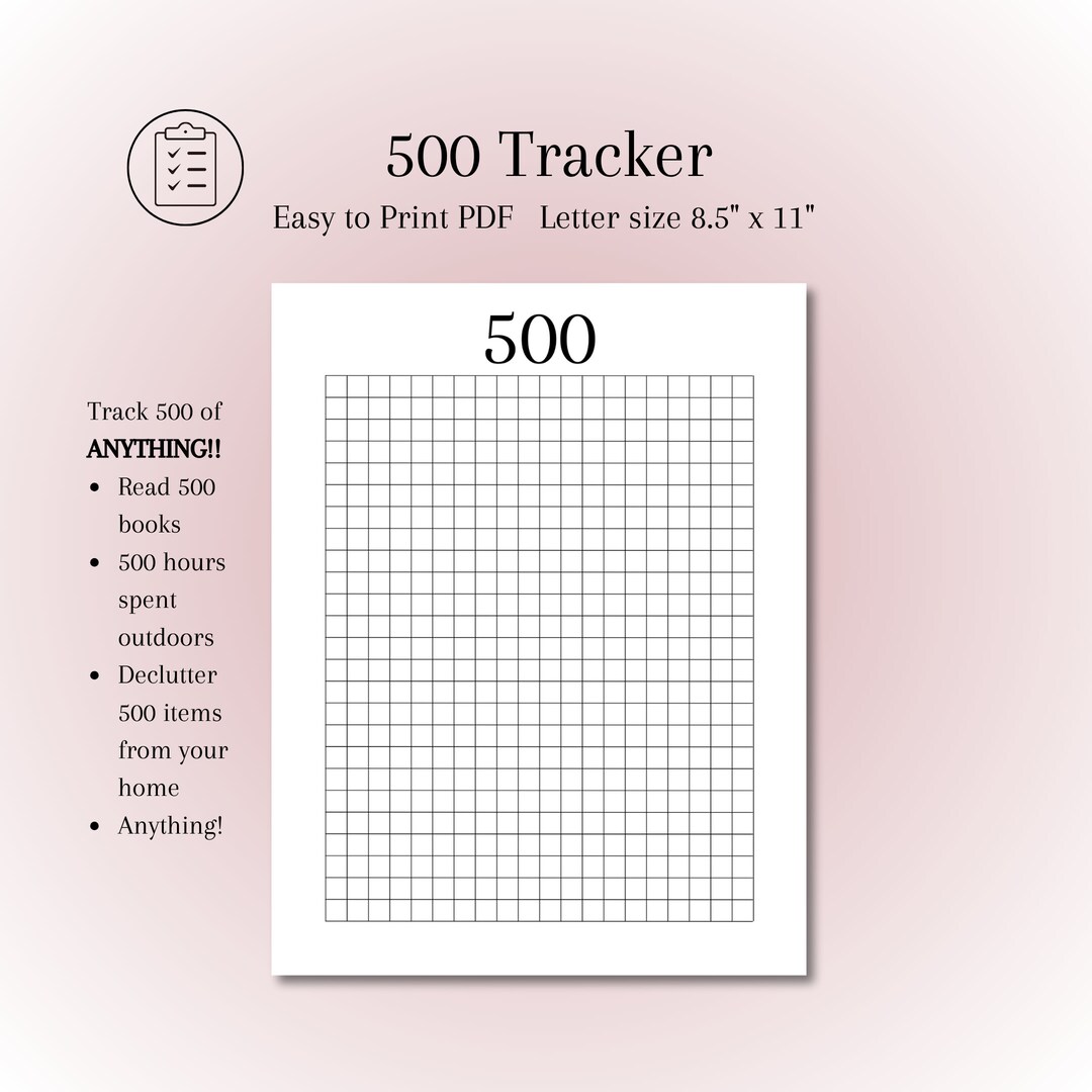 500 Tracker PDF Printable | Track 500 ANYTHING | Letter Size Printable ...