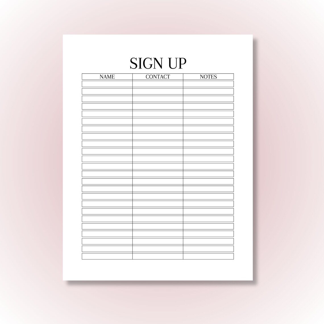 Sign up Sheet | Letter Size PDF Printable | Sign up Form | Event Sign ...