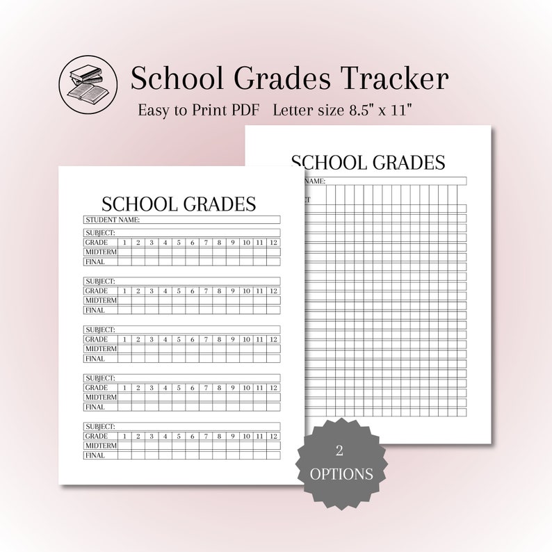 School Grades Tracker Printable PDF Track School Grades Letter Size ...