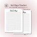 365 Days Tracker Printable PDF | Year Calendar | Goals Tracker Planner ...