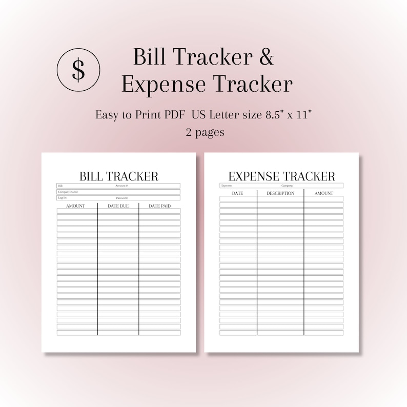 Bill Tracker Expense Tracker Bill Tracker Printable Expense Tracker ...