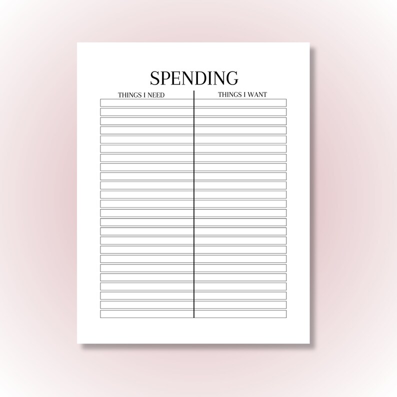 Spending Tracker Printable PDF US Letter Size Spending Planner Spending ...
