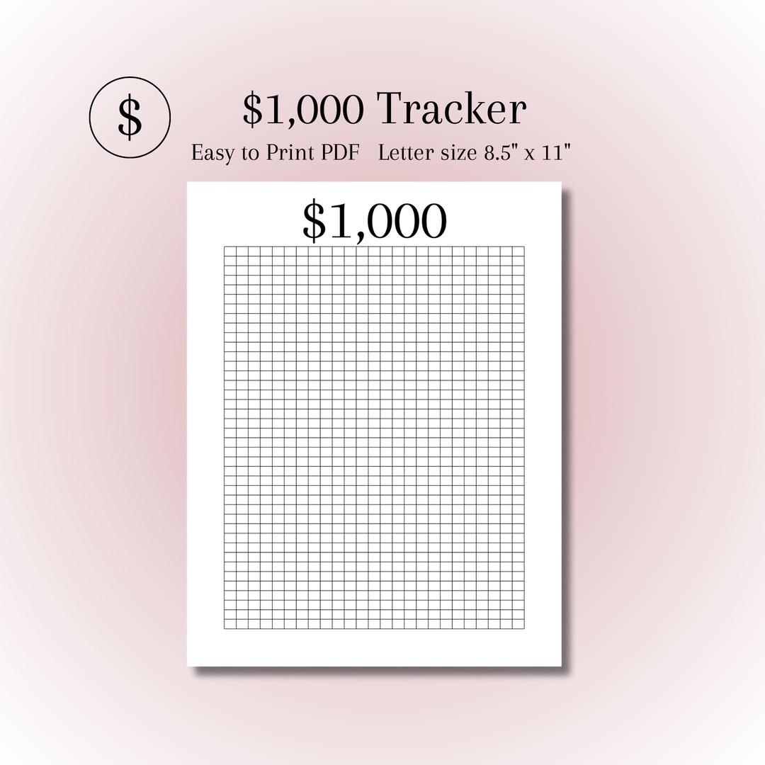 1000 Dollar Tracker PDF Printable | Savings Challenge | Starter ...