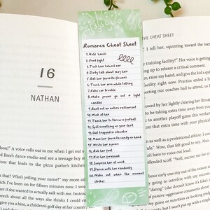 The Cheat Sheet Bookmark - Nathan’s List | Sarah Adams Inspired Gift ...