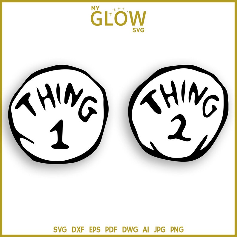 Thing 1 and Thing 2 Face Pack SVG Layered Thing 1 Tshirt Png Cat in the ...