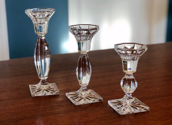 Home & Living Candlestick Holders Old Hollywood Retro Cut Crystal ...