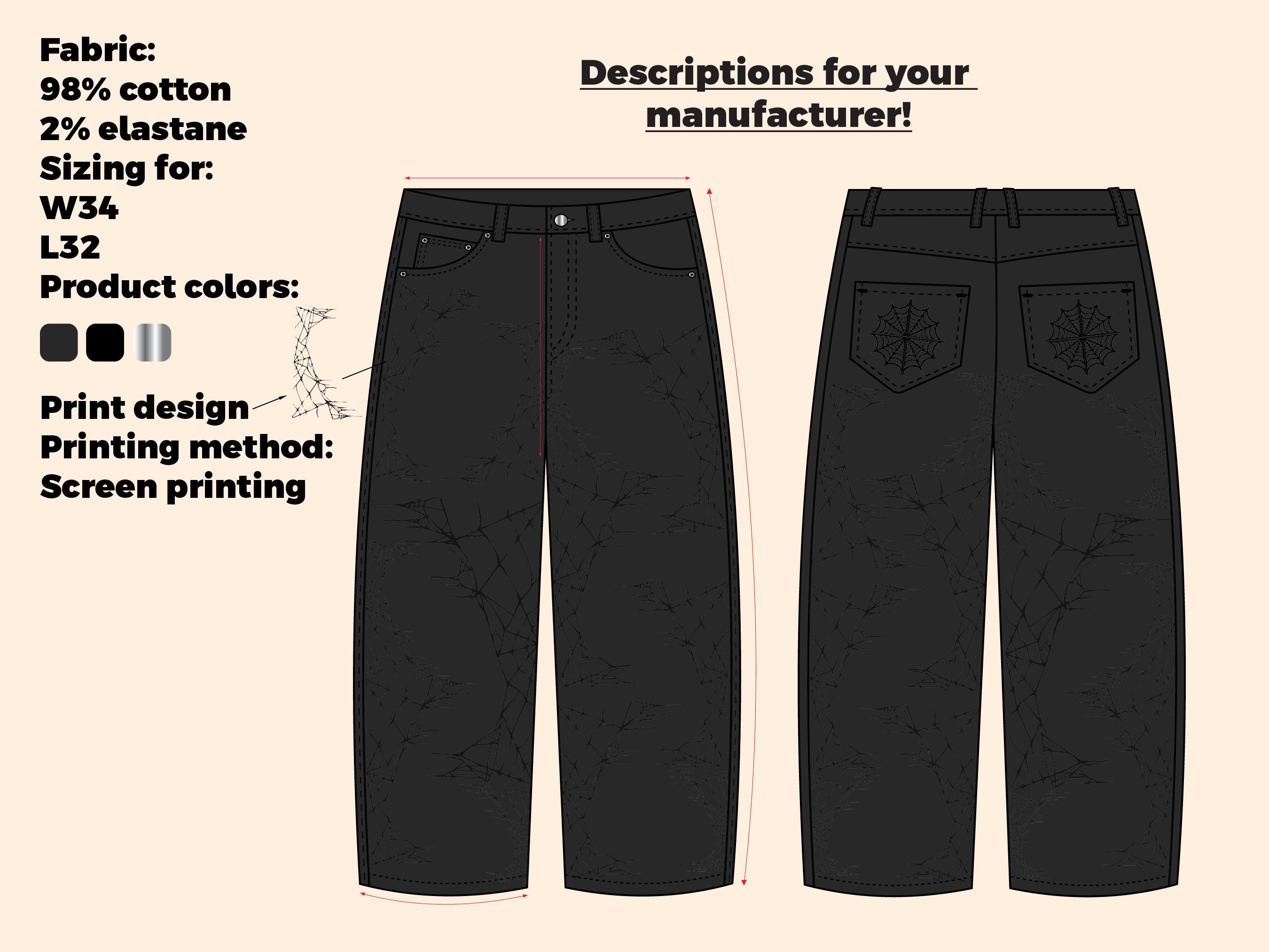 Baggy Streetwear Jeans Mock up Oversize Jeans Vector Template Adobe ...
