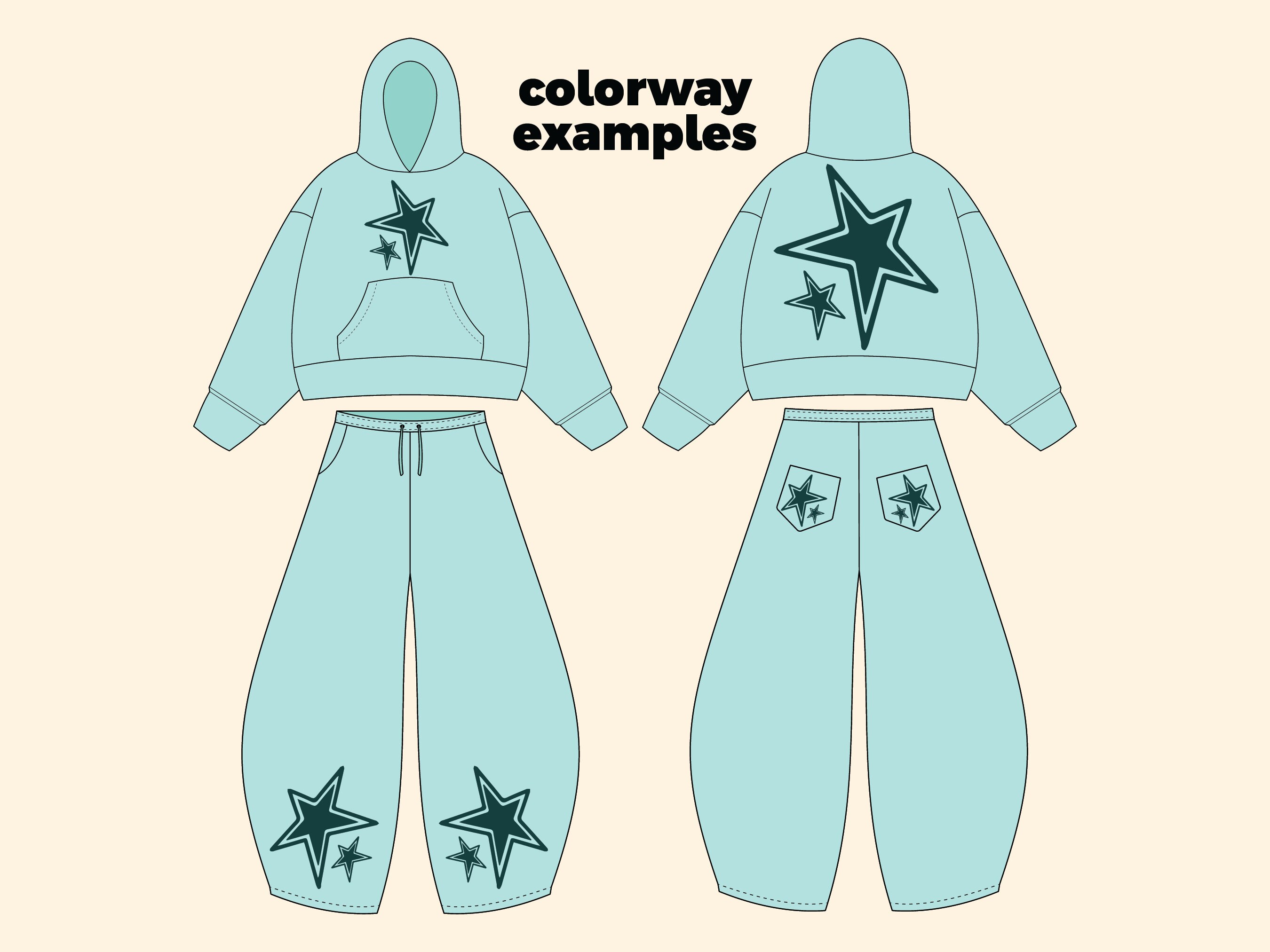 Oversized Tracksuit Mock-up Vector Template Baggy Hoodie and Sweatpants ...