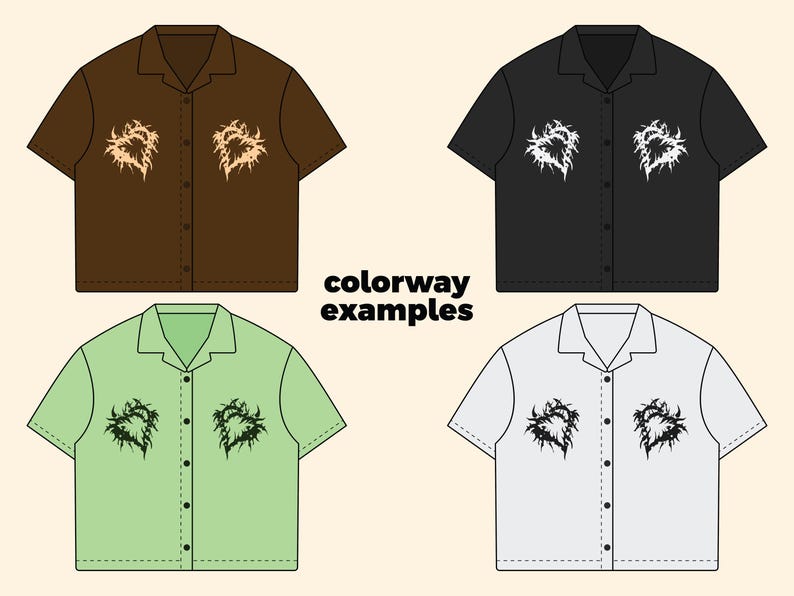 Oversized Streetwear Shirt Mock up Vector Template Flat Sketch Adobe ...