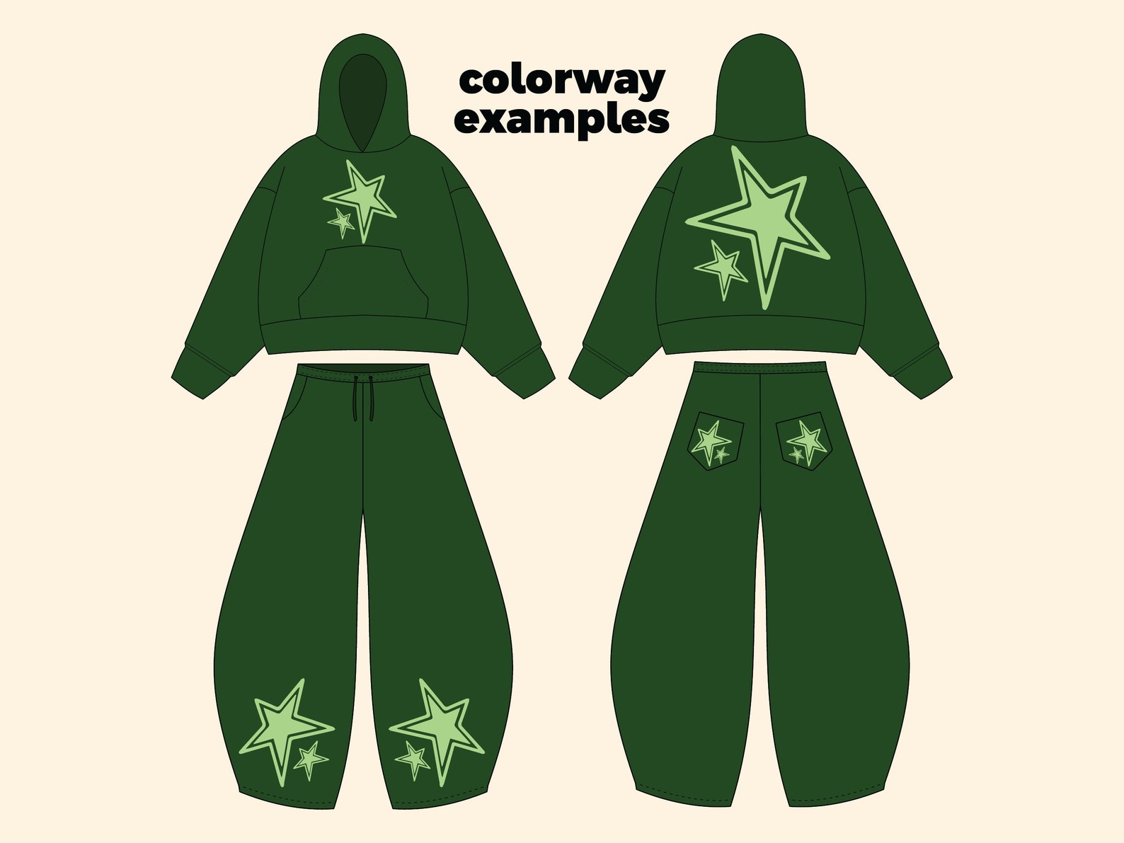 Oversized Tracksuit Mock-up Vector Template Baggy Hoodie and Sweatpants ...