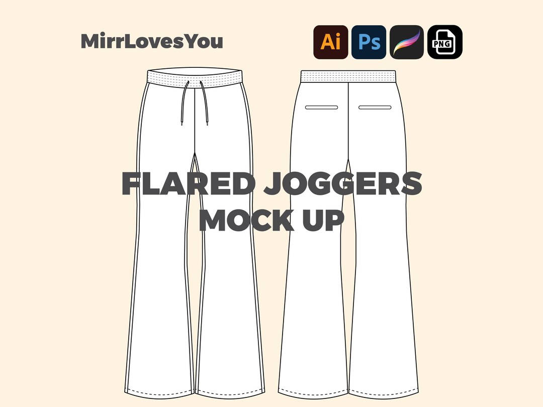 Streetwear Flared Joggers Wide Leg Fit Sweats Mock-up Vector Adobe ...