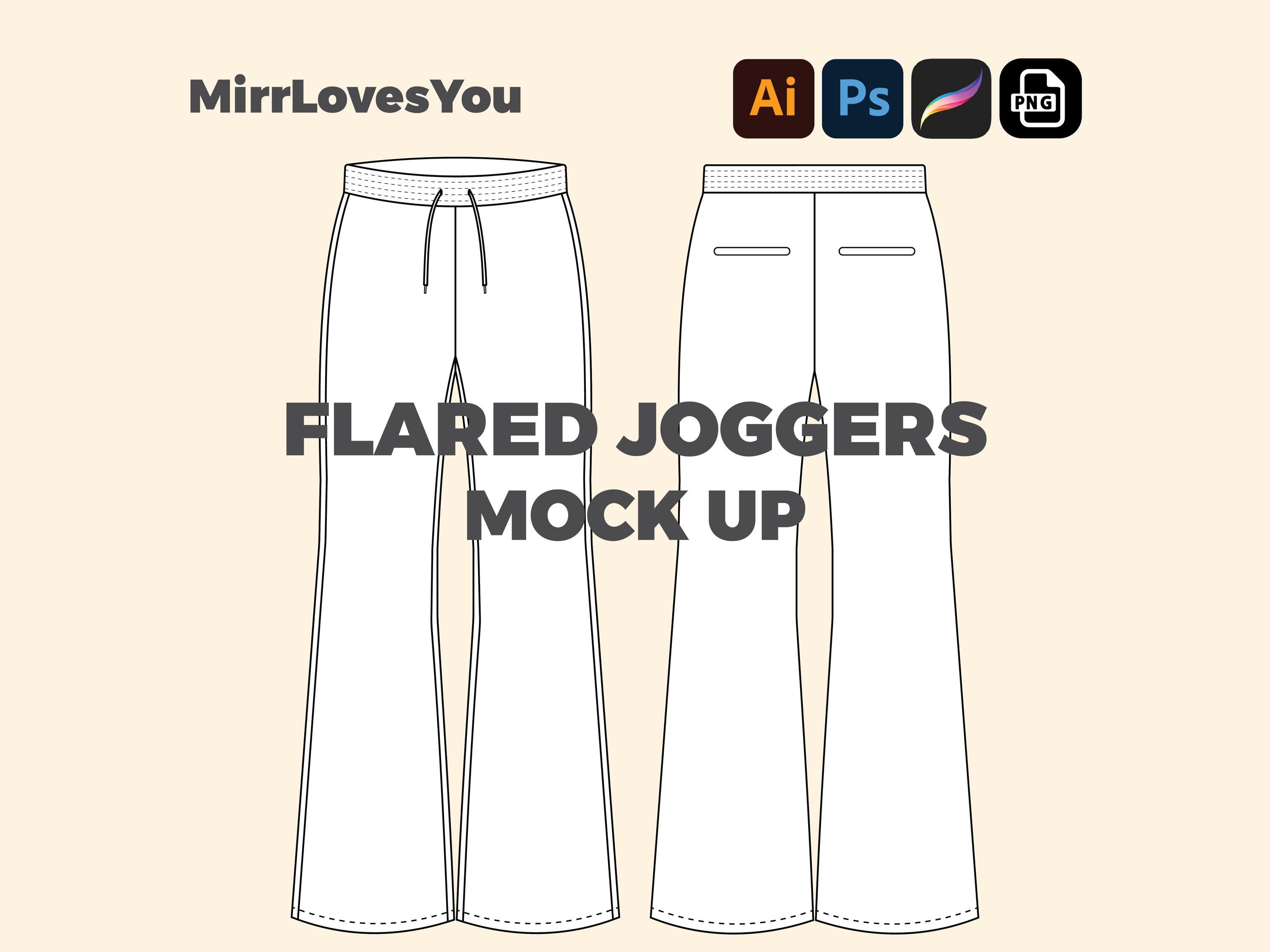 Streetwear Flared Joggers Wide Leg Fit Sweats Mock-up Vector Adobe ...