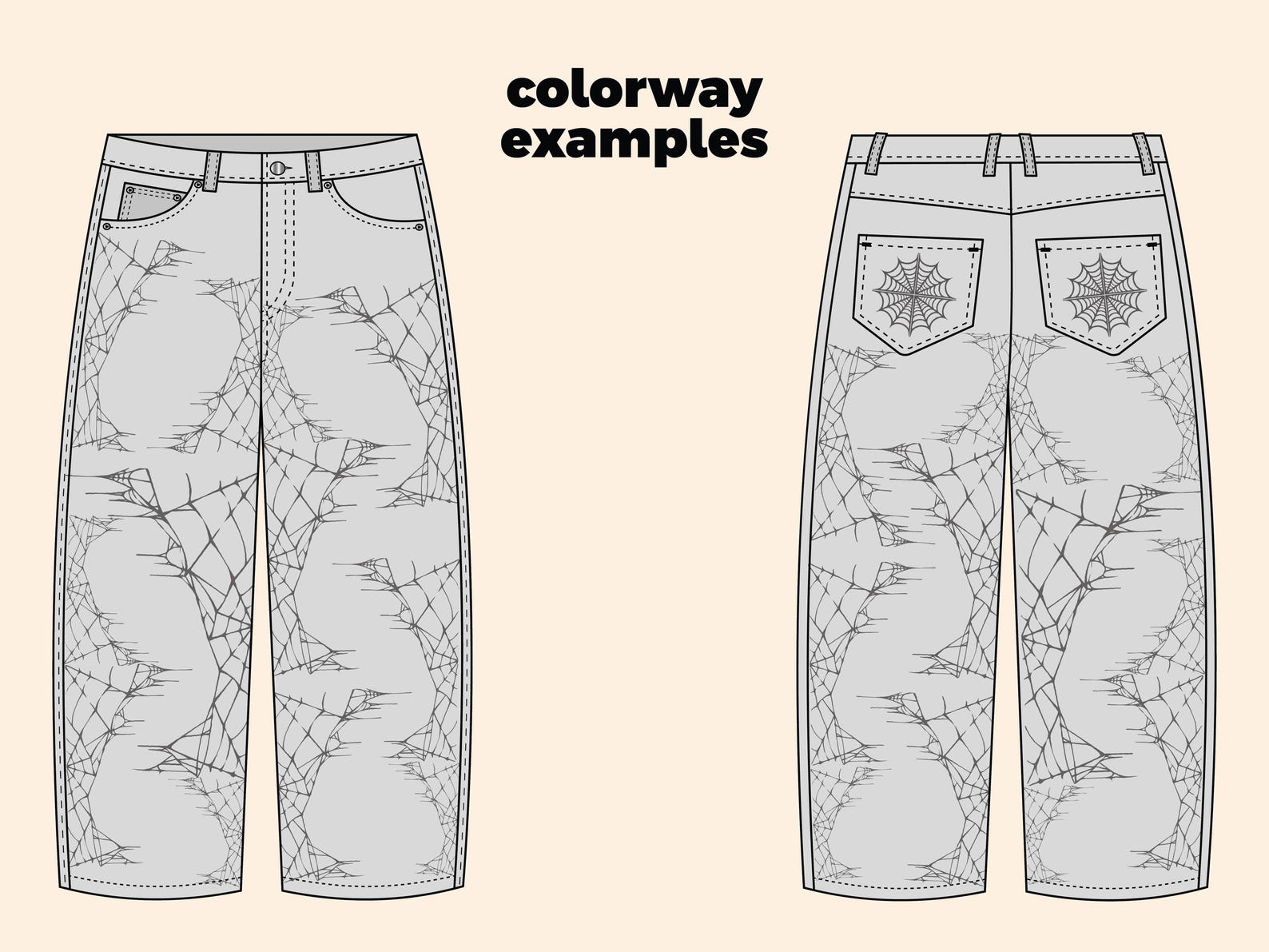 Baggy Streetwear Jeans Mock up Oversize Jeans Vector Template Adobe ...