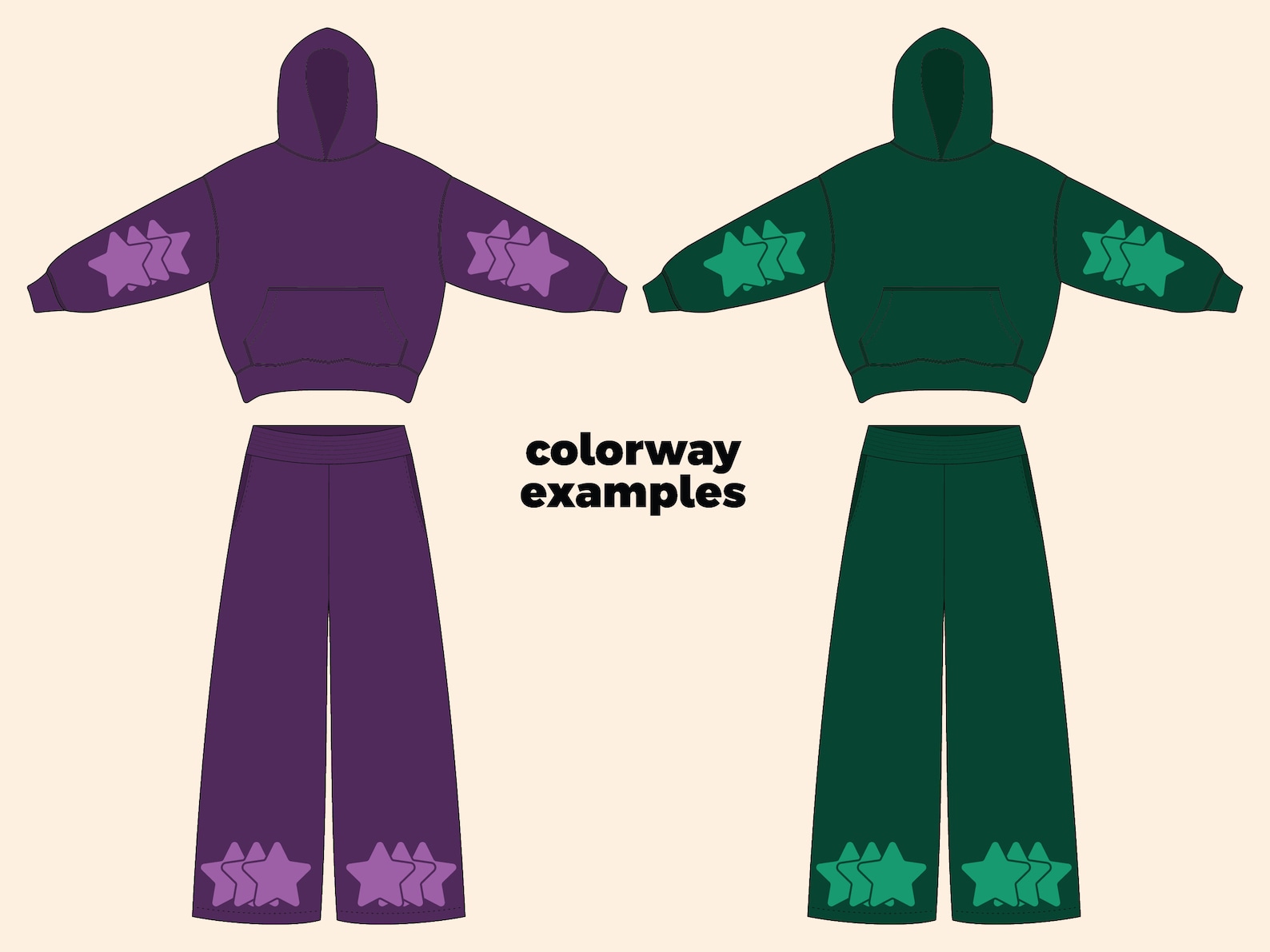 Oversized Hoodie and Wide Leg Streetwear Sweatpants Vector Template ...